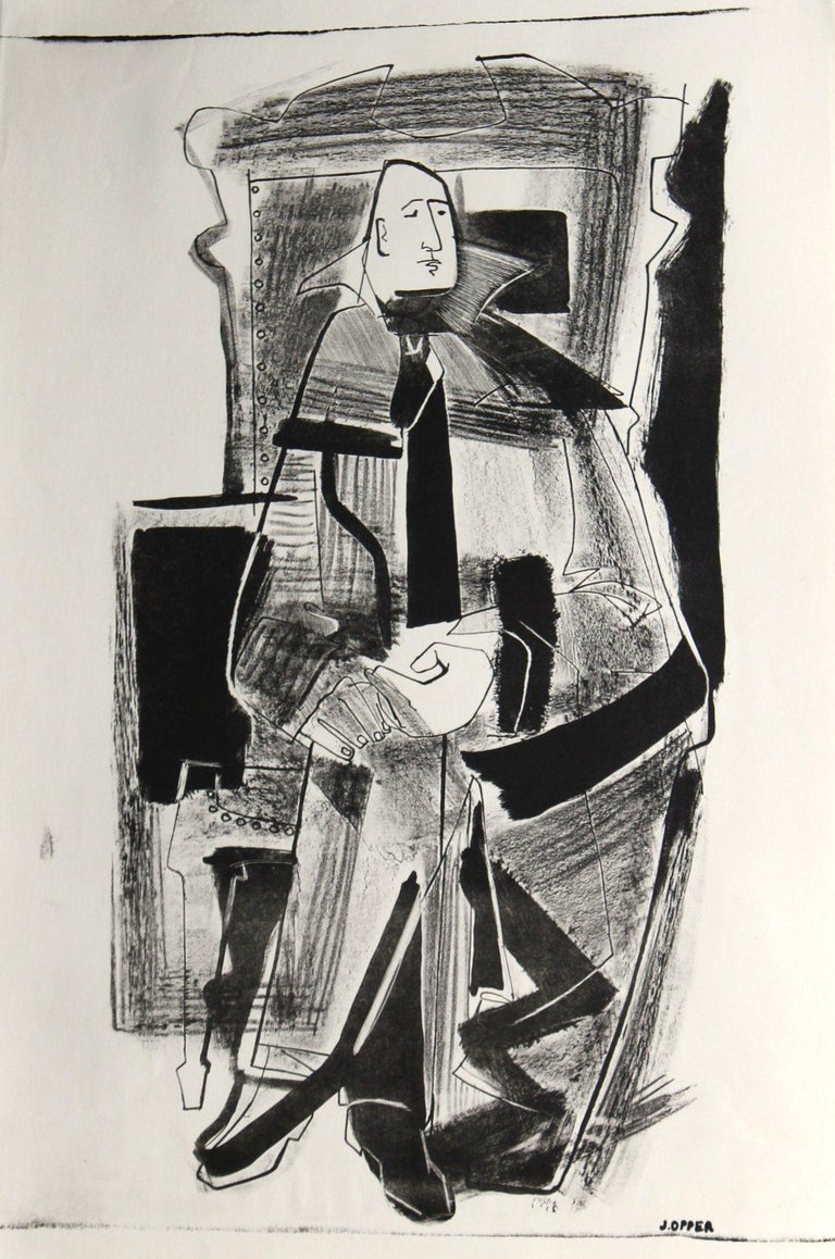 Jerry Opper - Abstracted Seated Figure 1940-50s Stone Lithograph For ...
