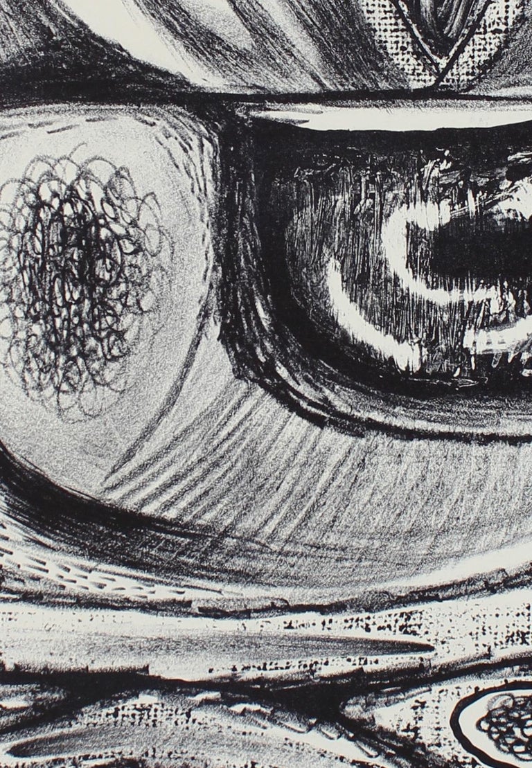 Jerry Opper - Amorphic Monochrome Abstract 1940-50s Lithograph at 1stDibs