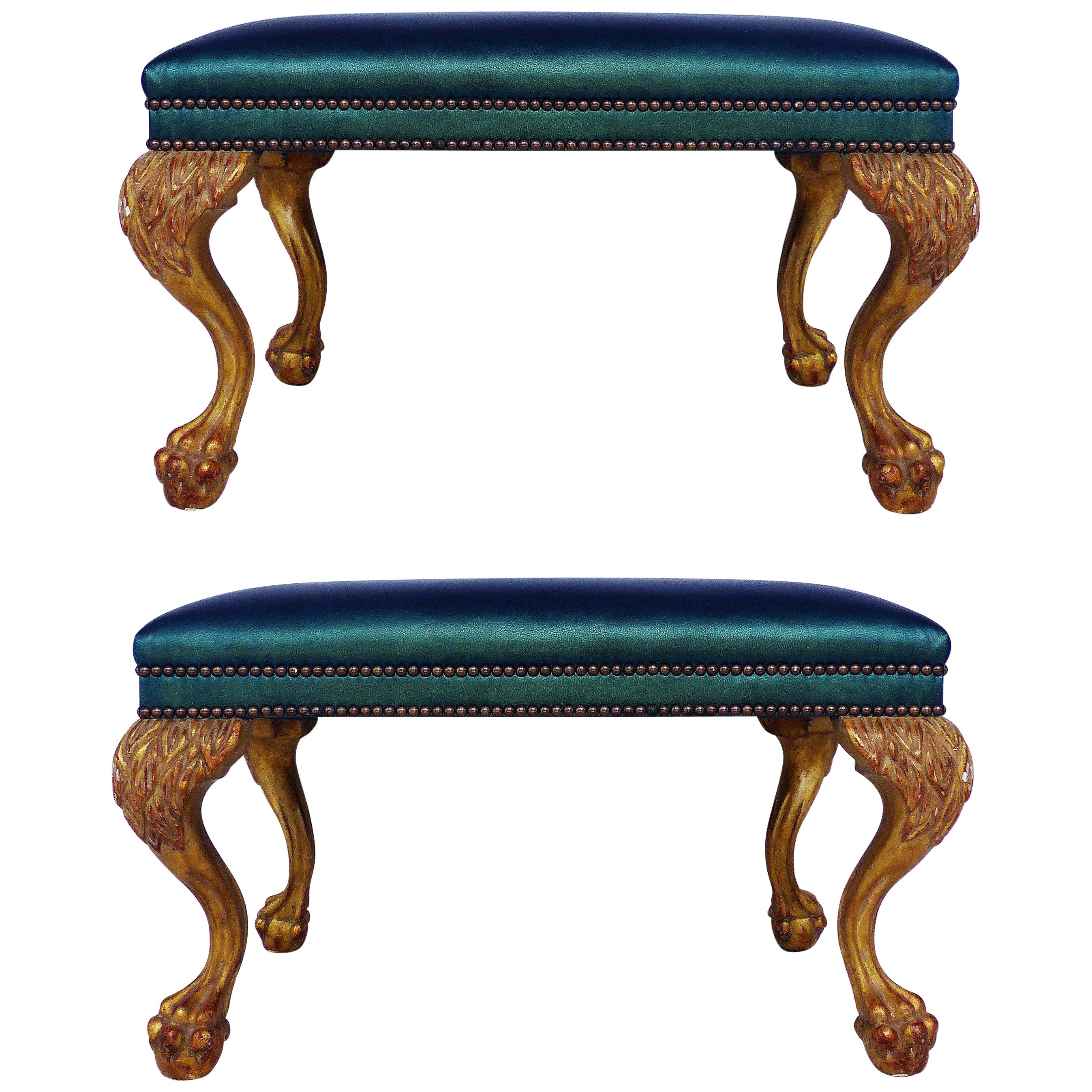 Jerry Pair of Dennis and Leen Lion Paw Benches/Ottomans by Formations ...