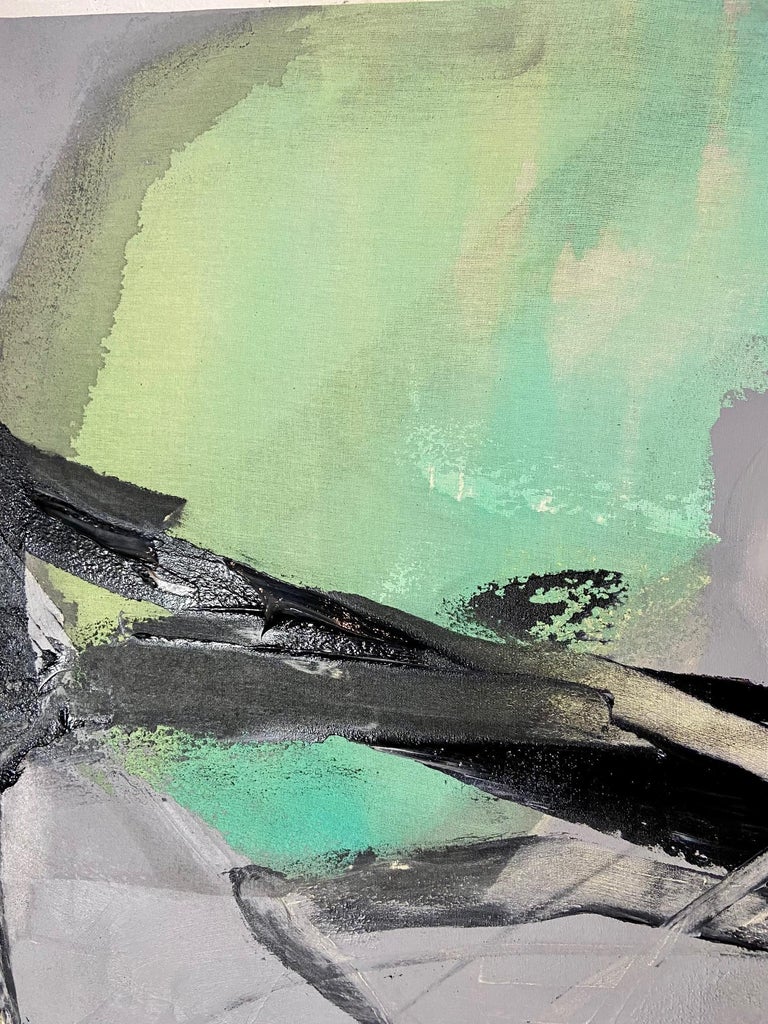 Jerzy Kubina - Fight Over Gray Black Abstract Expressionist Acrylic On ...