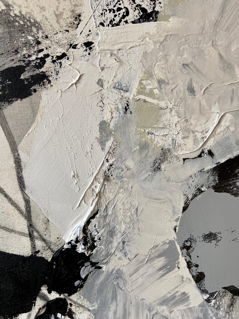 Jerzy Kubina - Impact Gray White Abstract Expressionist On Canvas For ...