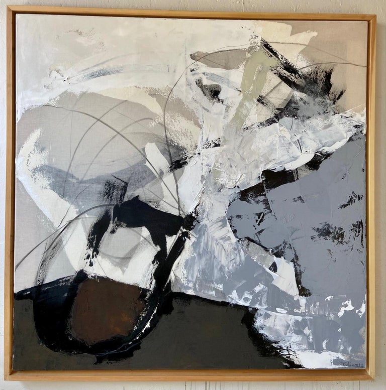 Jerzy Kubina - Impact Gray White Abstract Expressionist On Canvas For ...