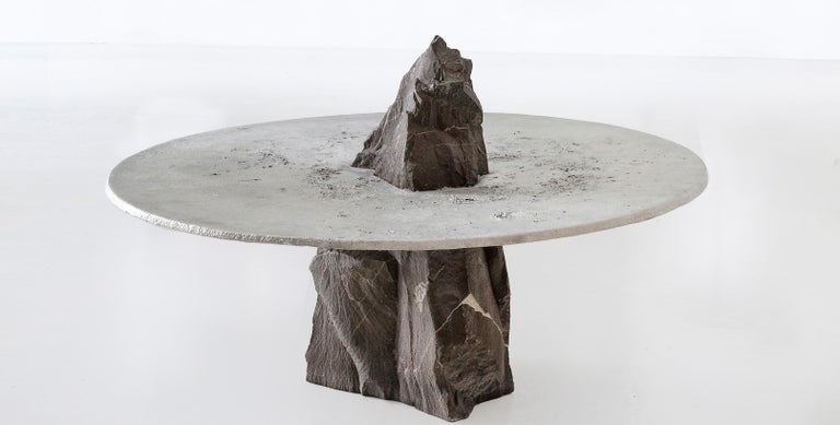 Jesse Ede, "Lunar", Aluminium and Slate Stone Coffee Table at 1stDibs
