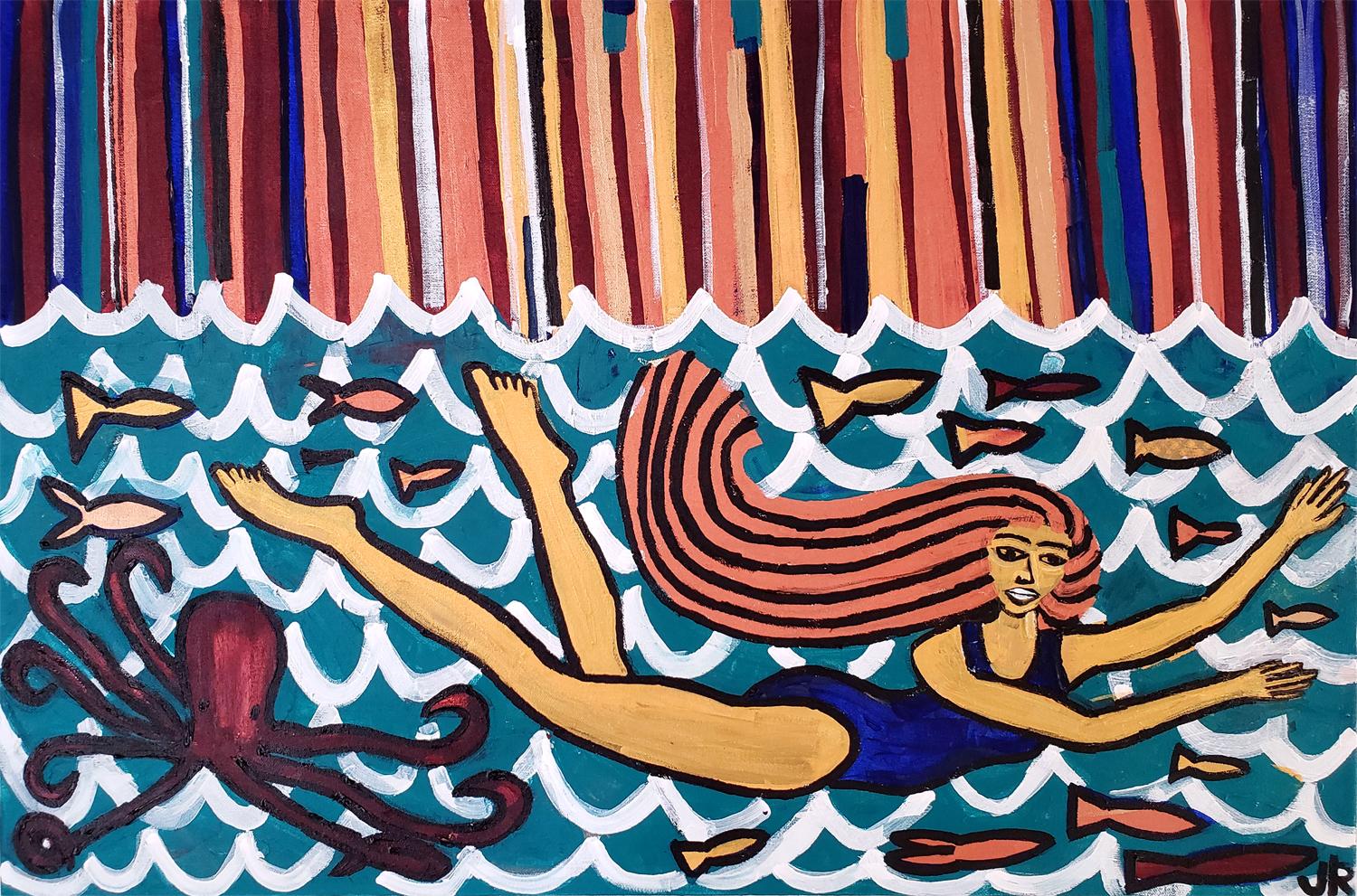 Jessica JH Roller - Burning Bridge, Original Painting For Sale at 1stDibs
