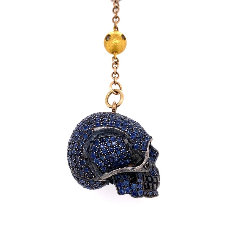 Jessica Kagan Cushman Sapphire Skull Diamond Heart Crystal Bead Silver ...