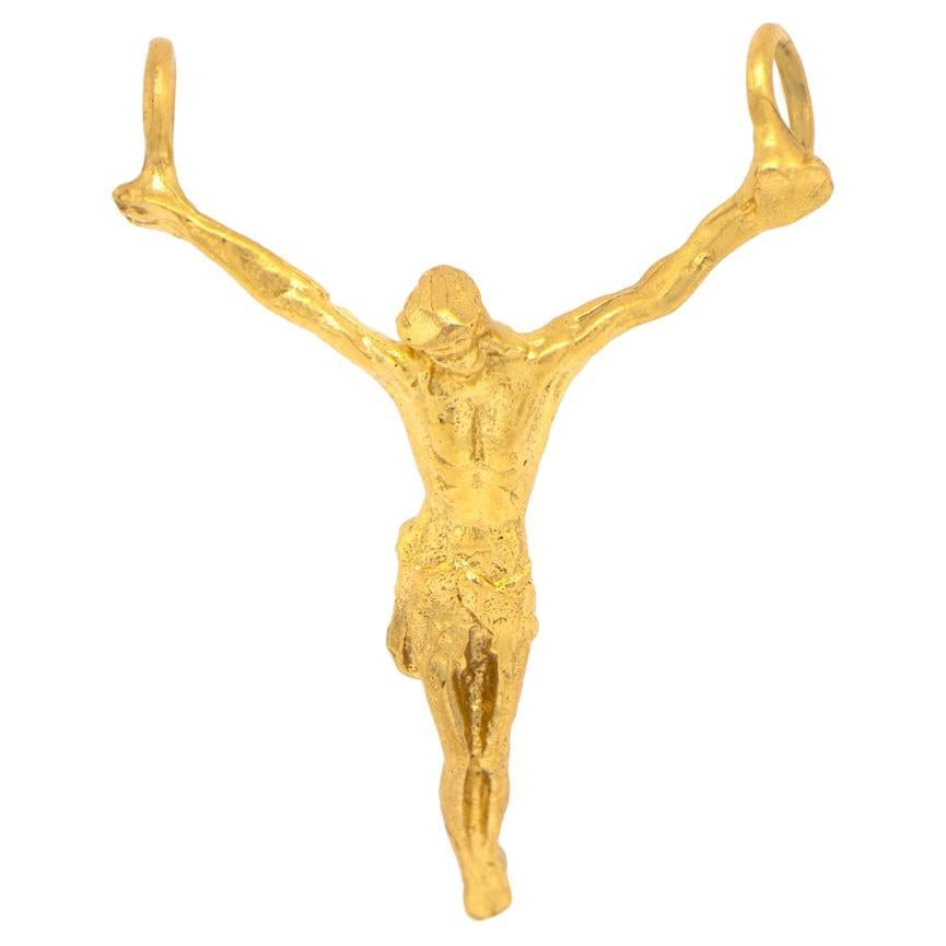 Jesus Crucifix Pendant 18k Yellow Gold For Sale at 1stDibs
