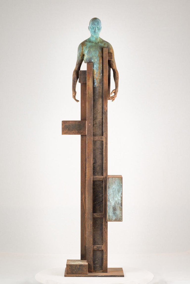 Jesus Curia Perez - Mojado, 2016, Jesus Curiá, Figurative Art, Bronze and iron Sculpture, Brown ...