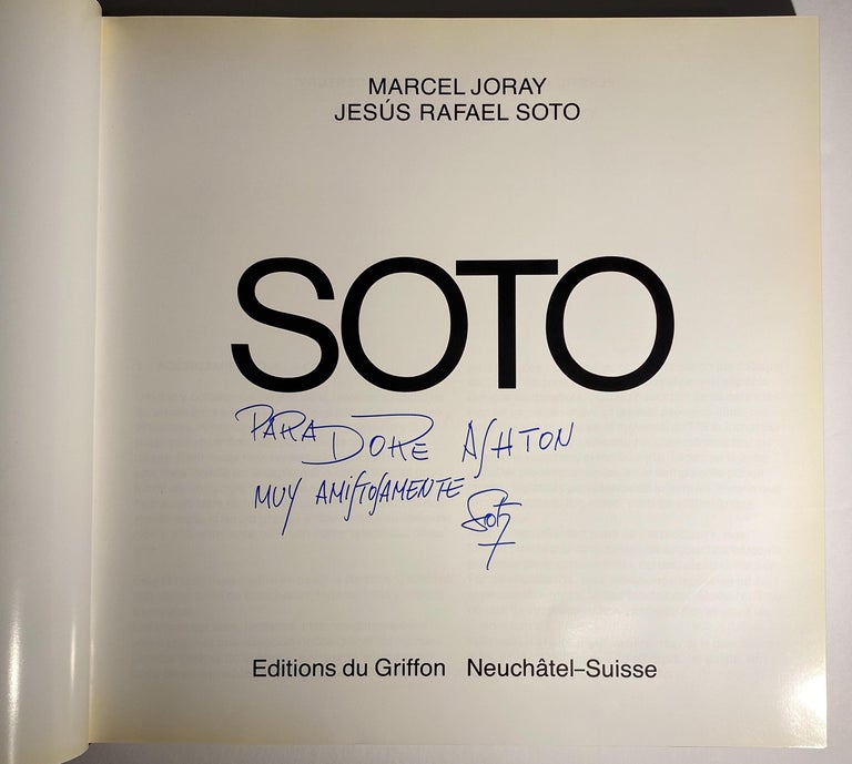 Jesus Rafael Soto Book Inscribed to Dore Ashton For Sale at 1stDibs