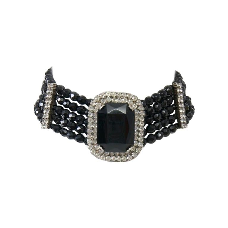 Jet and Rhinestone Choker at 1stDibs