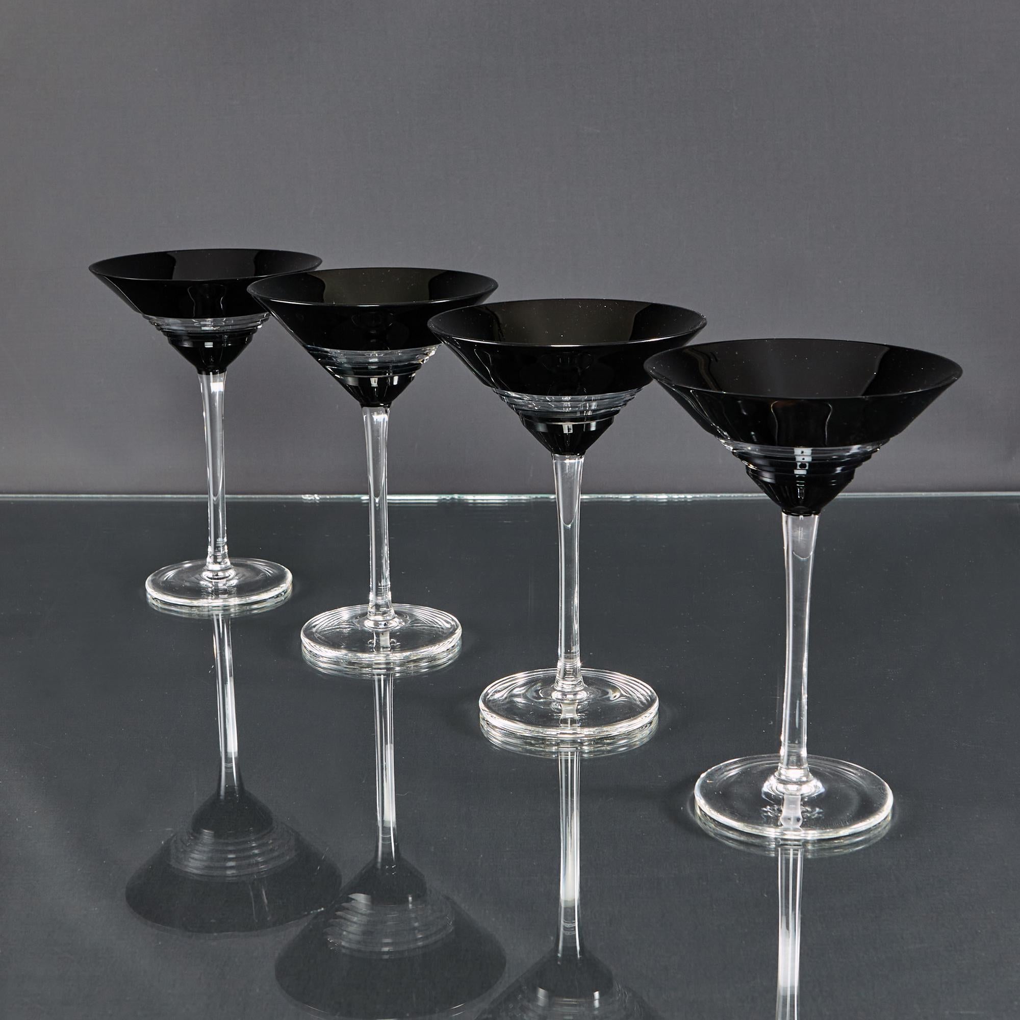 Jet pattern martini glass and silver cocktail set For Sale at 1stDibs