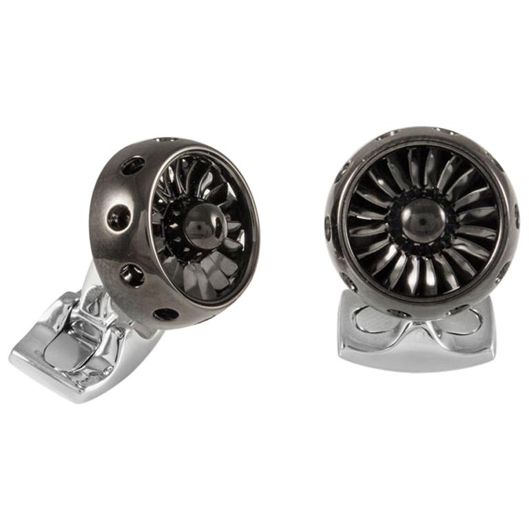 Deakin and Francis Jet Turbine Engine Cufflinks in Polished Black ...