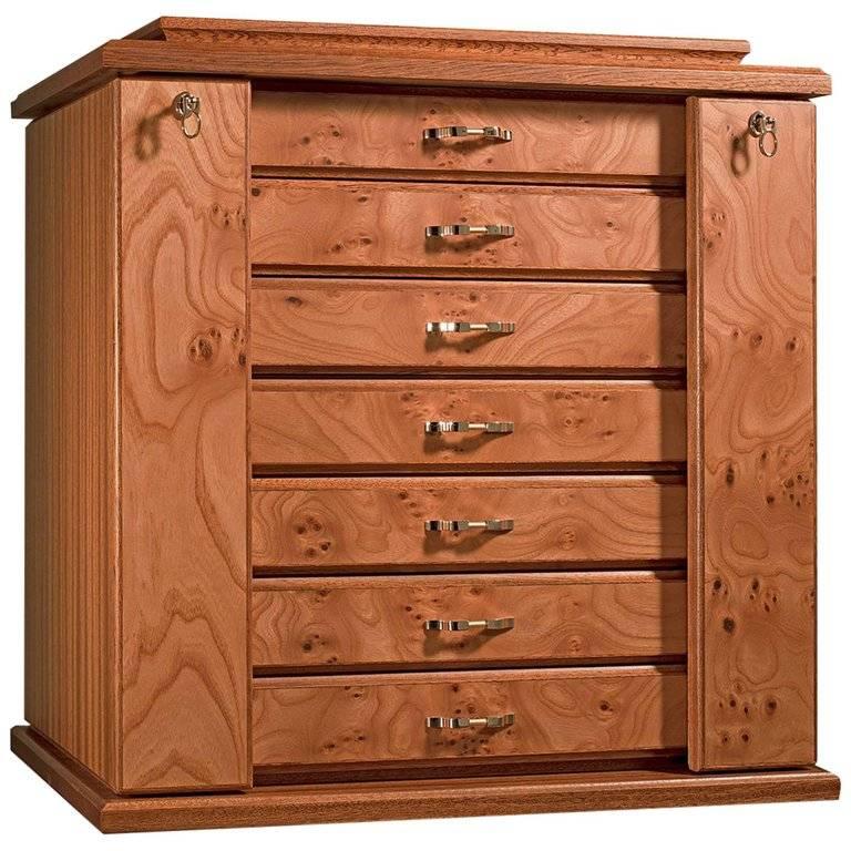 Jewel Chest in Briar and Mahogany with Gold-Plated Hardware by Agresti ...