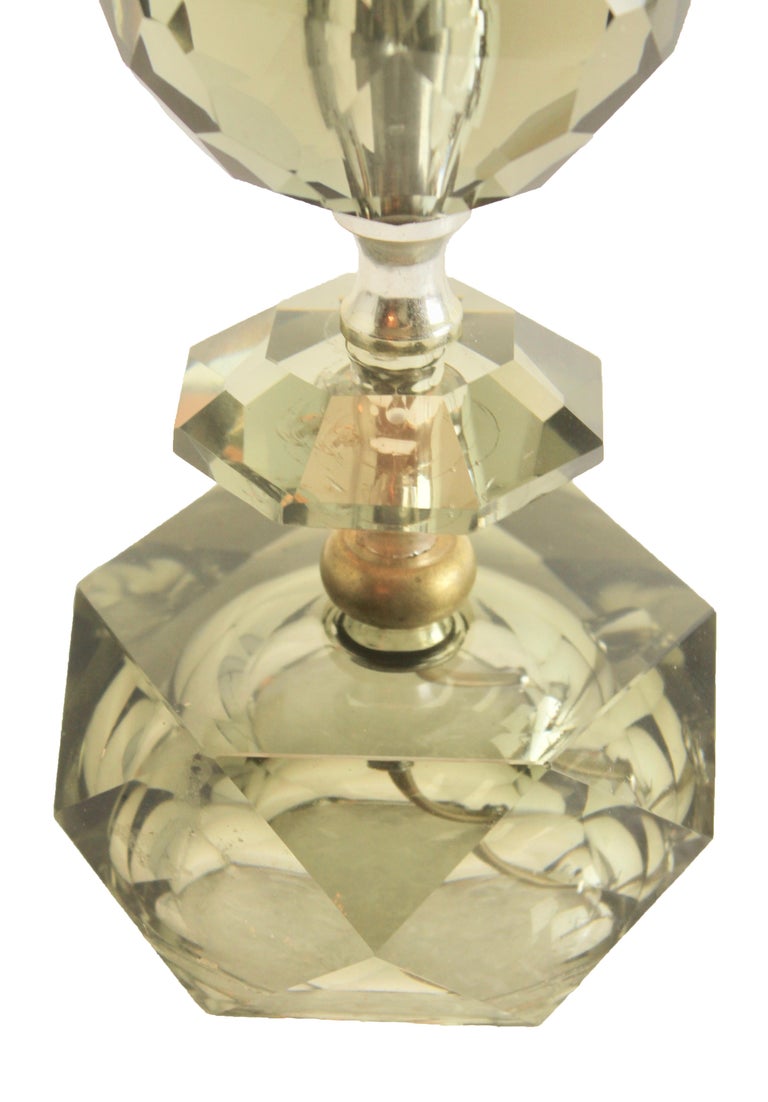 Jewel-Cut Italian Crystal Table Lamp in Smokey Quartz at 1stDibs