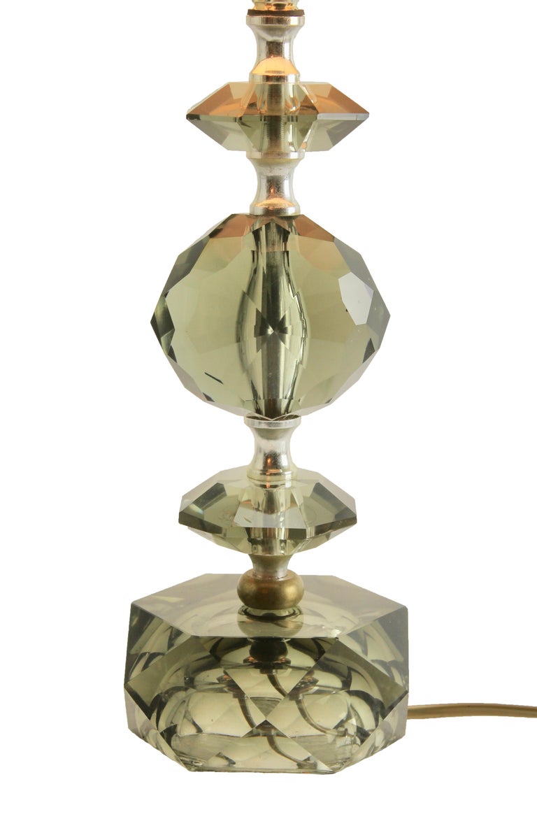 Jewel-Cut Italian Crystal Table Lamp in Smokey Quartz at 1stDibs