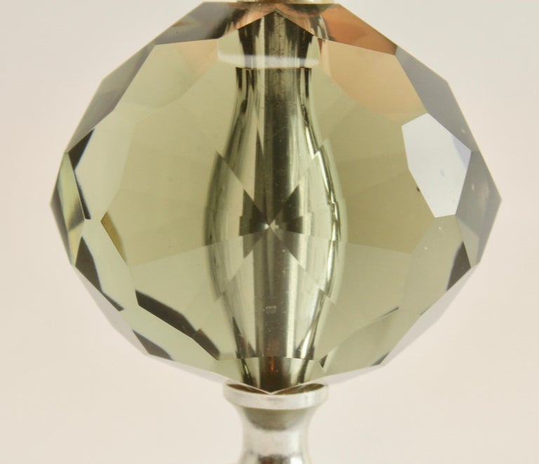 Jewel-Cut Italian Crystal Table Lamp in Smokey Quartz at 1stDibs