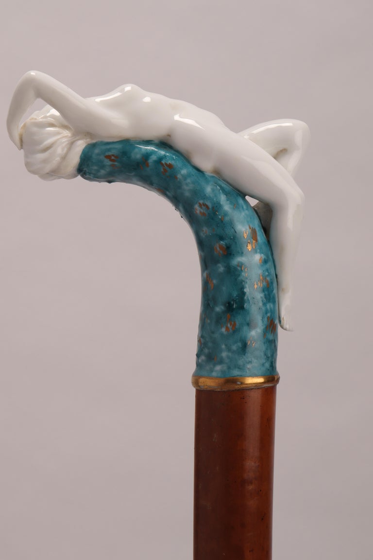 Jewel Porcelain Walking Stick, Italy, 1890 For Sale at 1stDibs