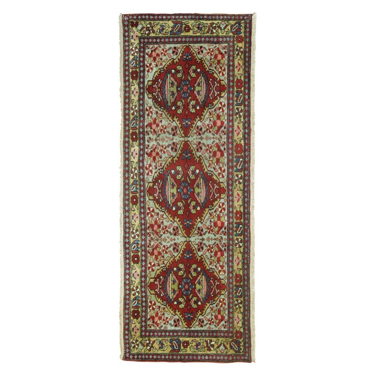 Jewel Tone Fine Quality Antique Persian Malayer Narrow Horizontal Woven ...