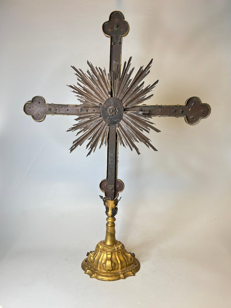 Jeweled Bronze Altar Cross with Painted Enamel Medallions For Sale at ...