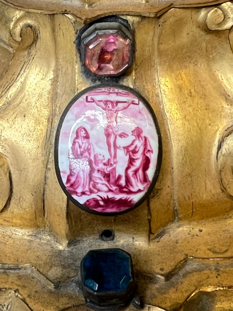 Jeweled Bronze Altar Cross with Painted Enamel Medallions For Sale at ...