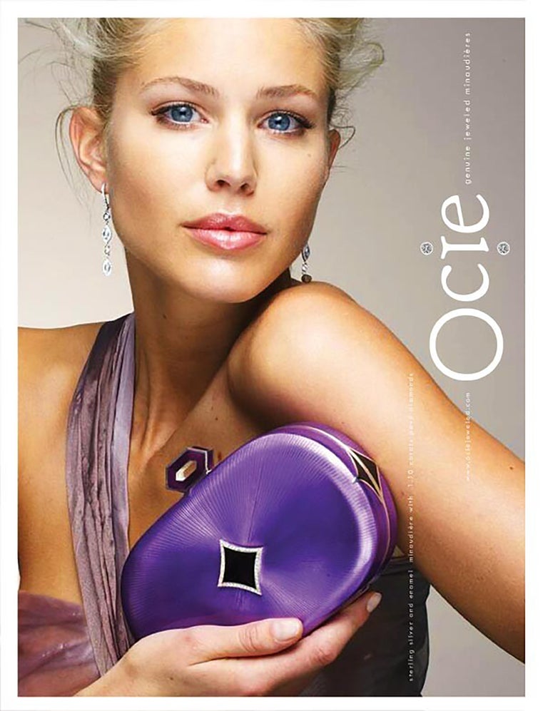 Jeweled Floral Ruby Enamel Silver Clasp Buff Python Skin Minaudière at ...