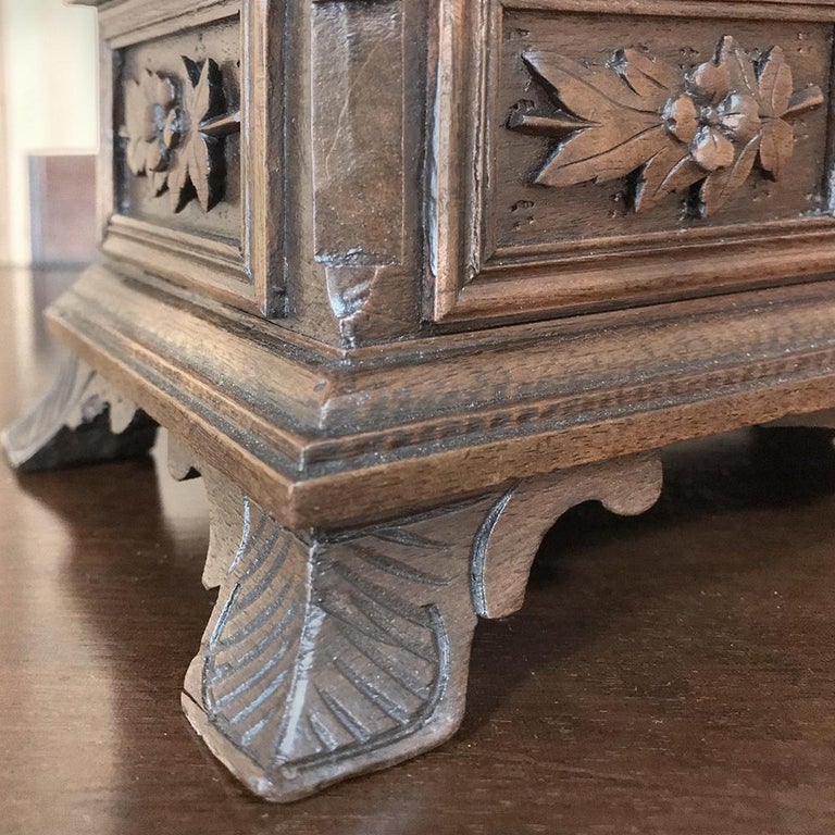 Jewelry Box, 19th Century French Hand Carved Walnut at 1stDibs