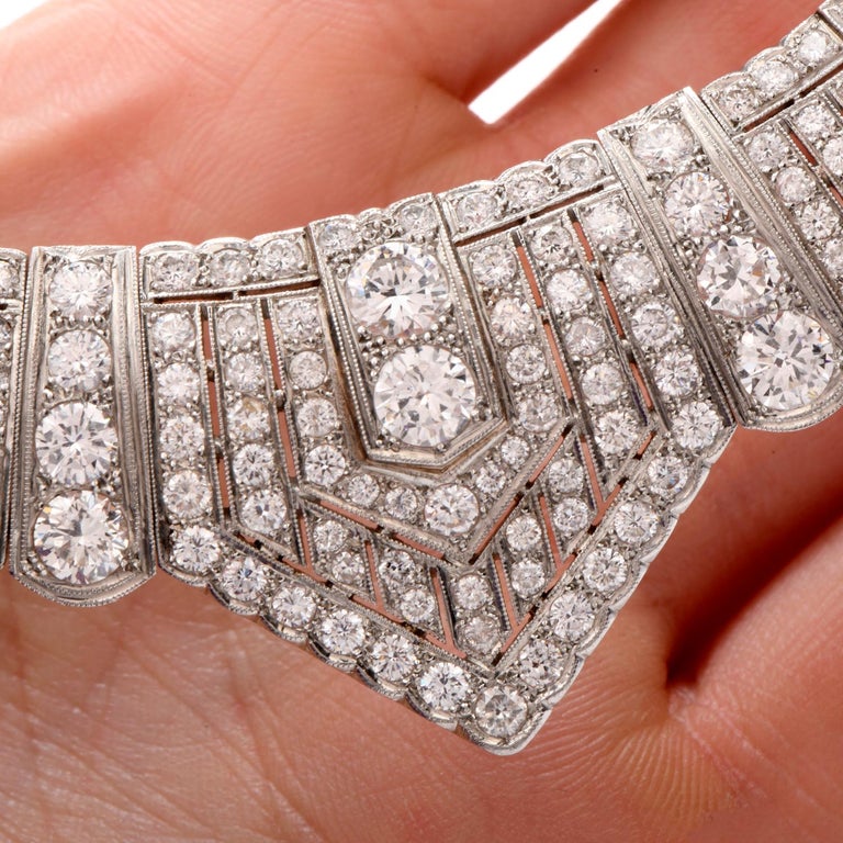 1950s Jewels Deco Diamond Choker Platinum Necklace For Sale at 1stDibs