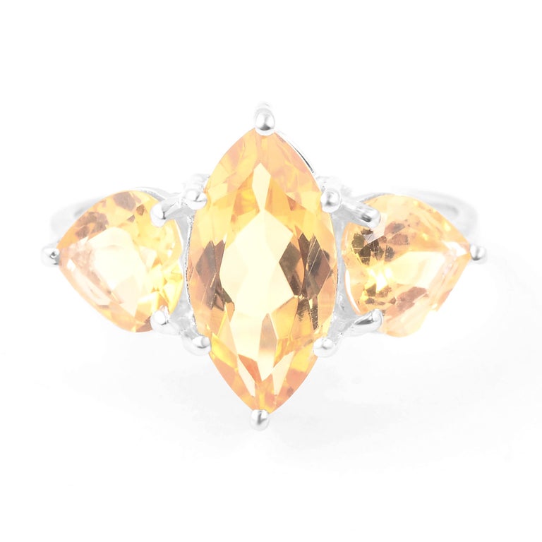Jeweltique Citrine Marquise and Heart Shaped Ring in 14k White Gold For ...