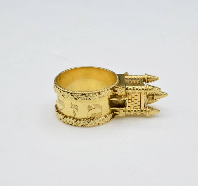 Jewish Wedding Castle Ring Yellow Gold Enamel at 1stDibs | jewish ...