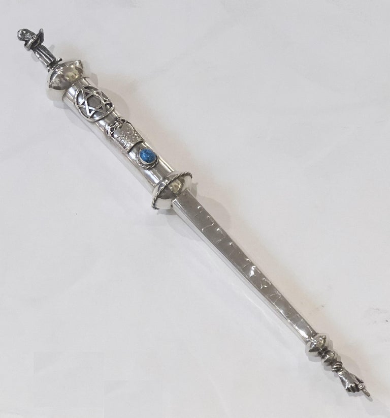 Jewish Yad or Torah Pointer of Silver with Inset Stone at 1stDibs