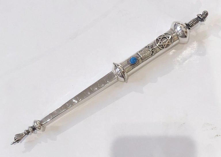 Jewish Yad or Torah Pointer of Silver with Inset Stone at 1stDibs