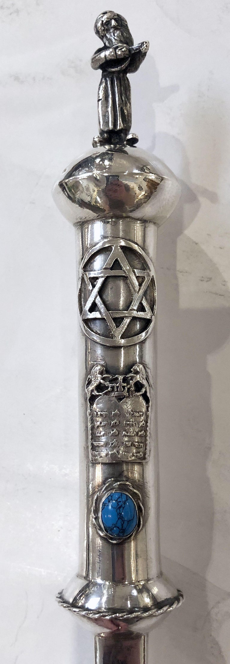 Jewish Yad or Torah Pointer of Silver with Inset Stone at 1stDibs