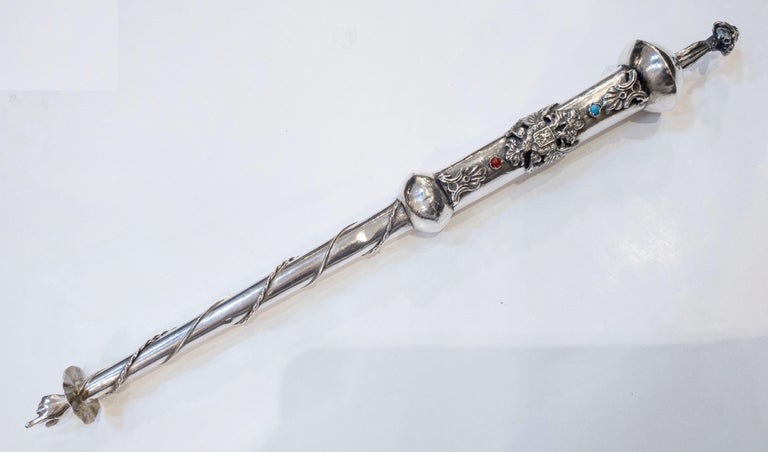 Jewish Yad or Torah Pointer of Silver with Inset Stones at 1stDibs