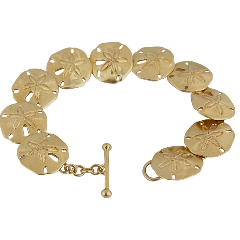 J.H. Breakell 14 Karat Yellow Gold Solid Sand Dollar Link Toggle ...