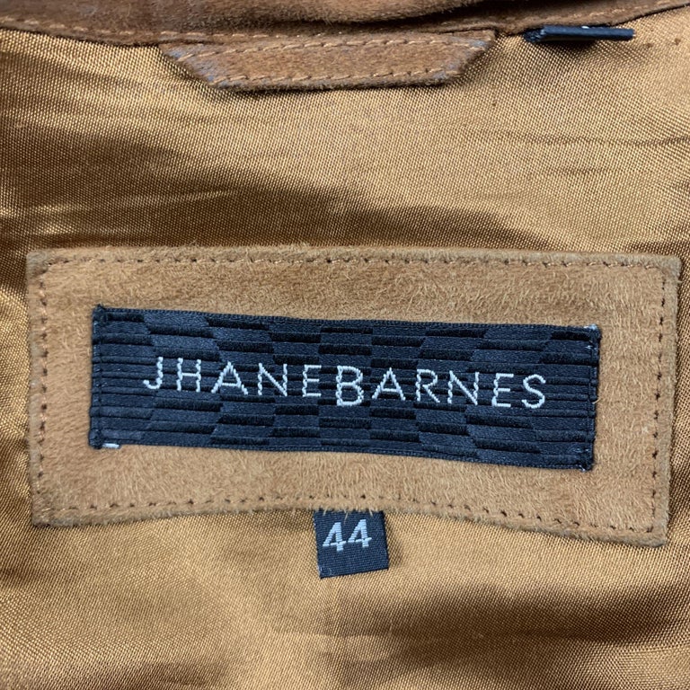 JHANE BARNES 44 Tan Solid Suede Leather Oversized Shirt Jacket at ...