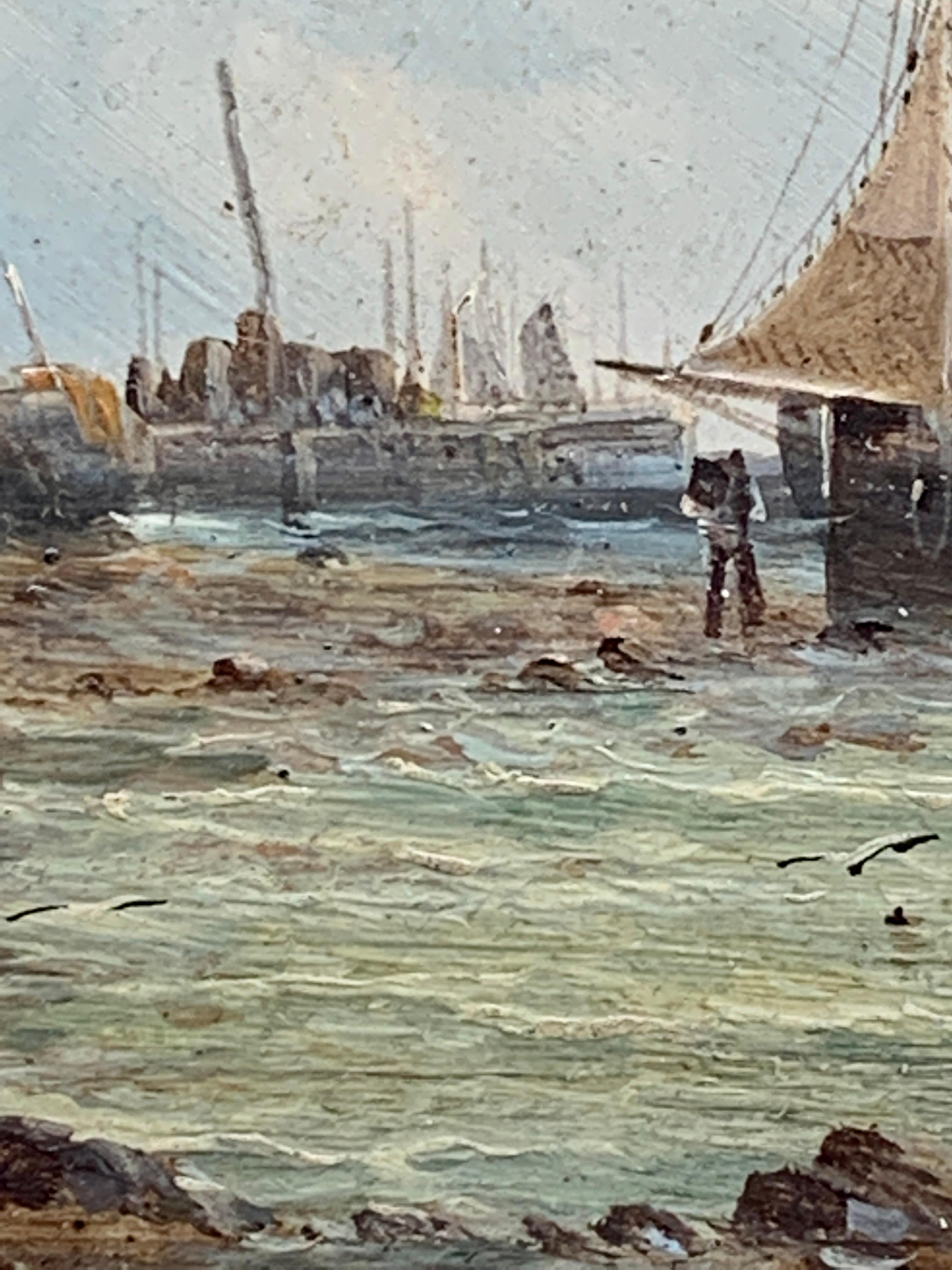 J.H.Watson - 19th century antique English fishing boats by the ...