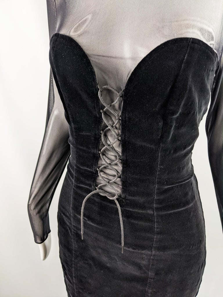 Jiki Of Monte Carlo Vintage 90s Ultra Sexy Sheer Velvet Mesh Plunge