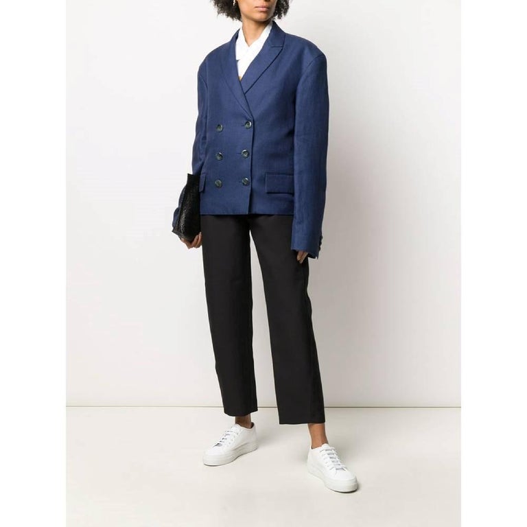 Jil Sander blue cotton 2010s double-breasted jacket For Sale at 1stDibs