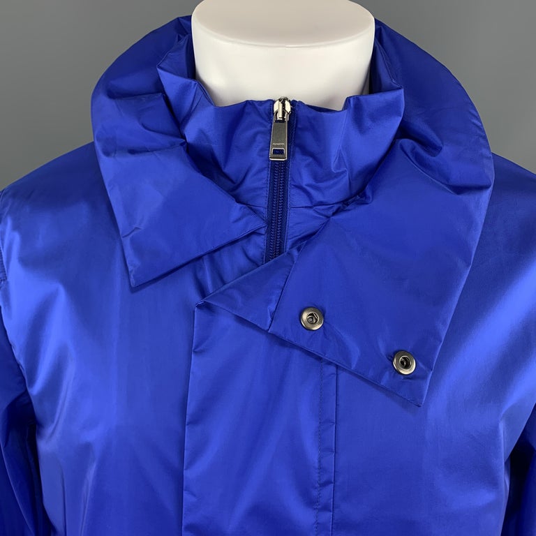 JIL SANDER by RAF SIMONS Size 38 Blue Nylon High Neck Zip Hood Parka at ...