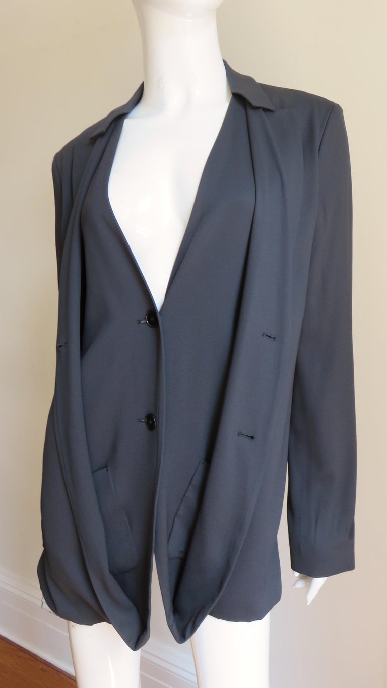 Jil Sander New Grey Silk Backless Jacket For Sale at 1stDibs | backless ...