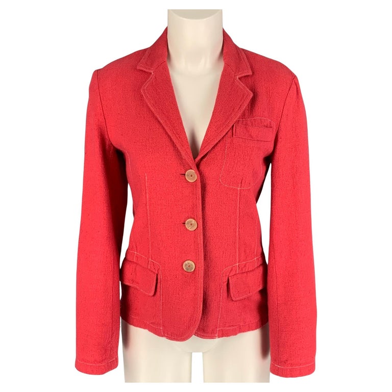 JIL SANDER Size 4 Coral Cotton Linen Jacket Blazer For Sale at 1stDibs