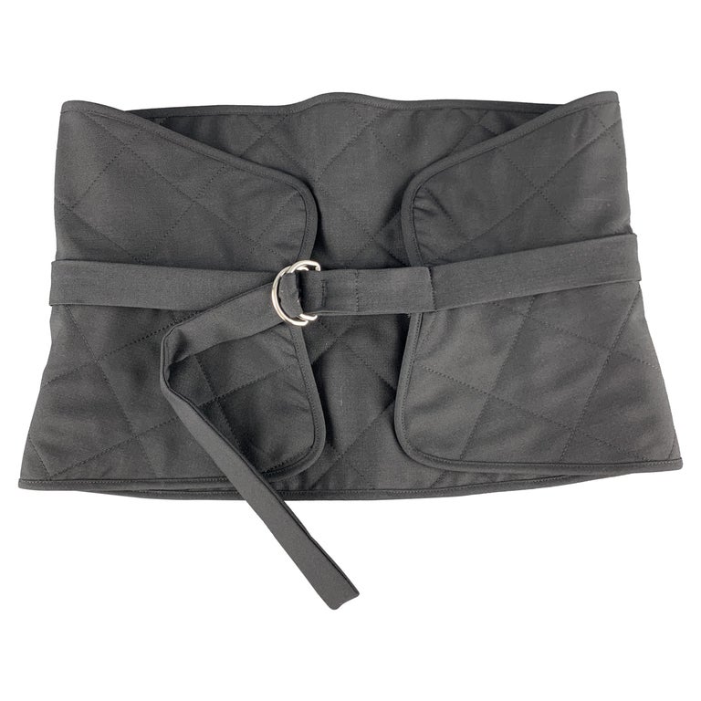 JIL SANDER Size 6 Black Quilted Wool / Mohair D Loop Belt at 1stDibs
