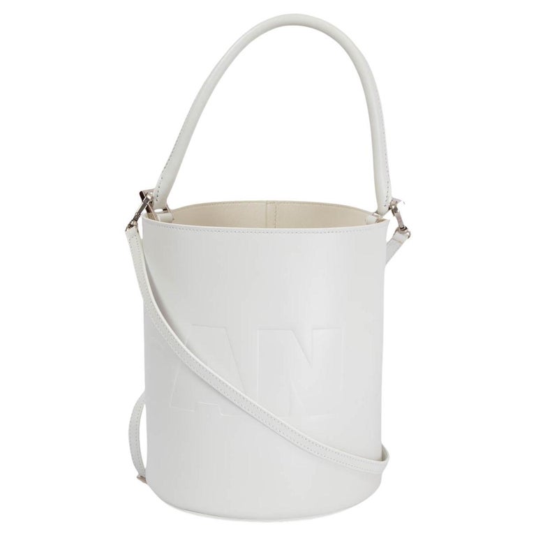 JIL SANDER white leather ROUND BUCKET Shoulder Bag For Sale at 1stDibs