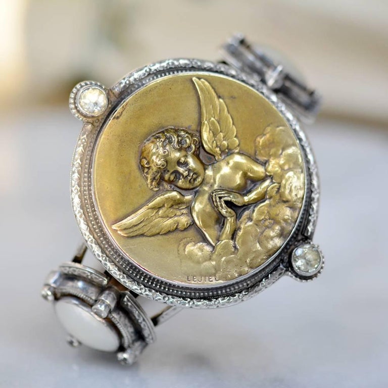 Jill Garber French Art Nouveau Angel Medal Cuff Bracelet with ...