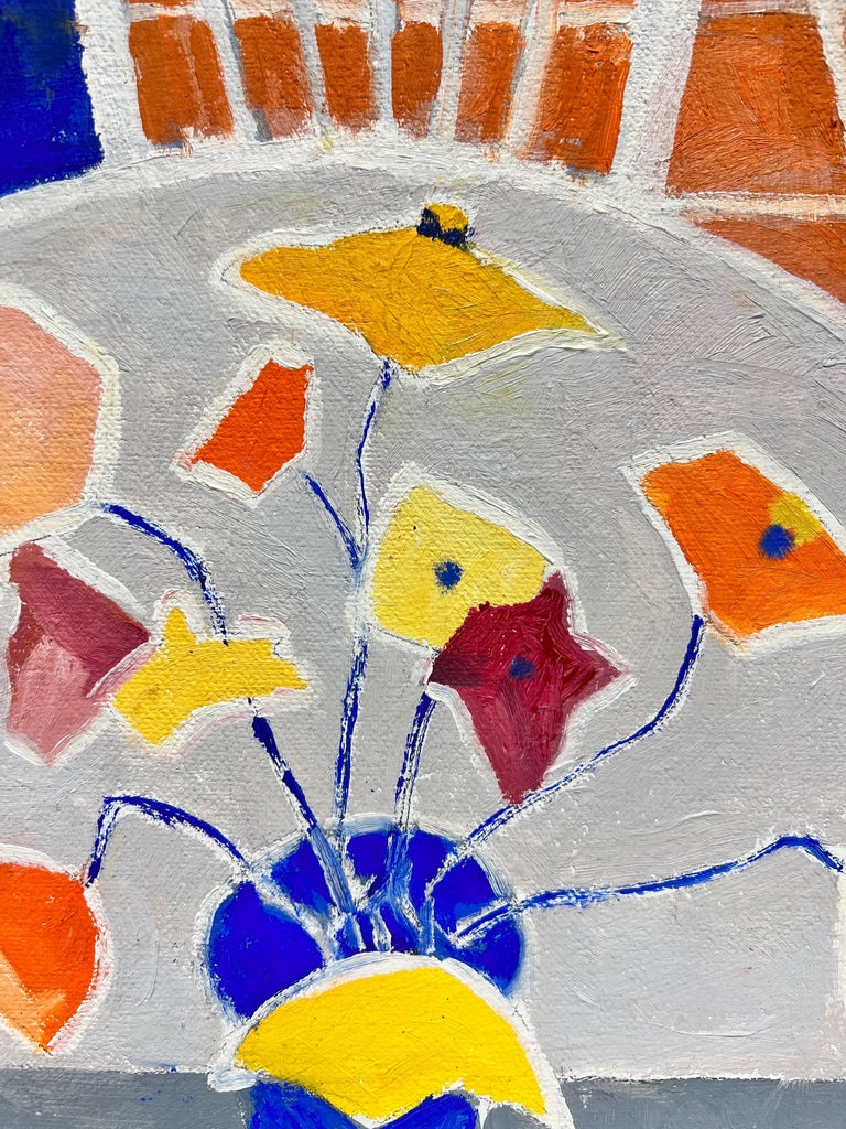 Jill Jackson - Large British 1980's Abstract Oil - Orange and Blue ...