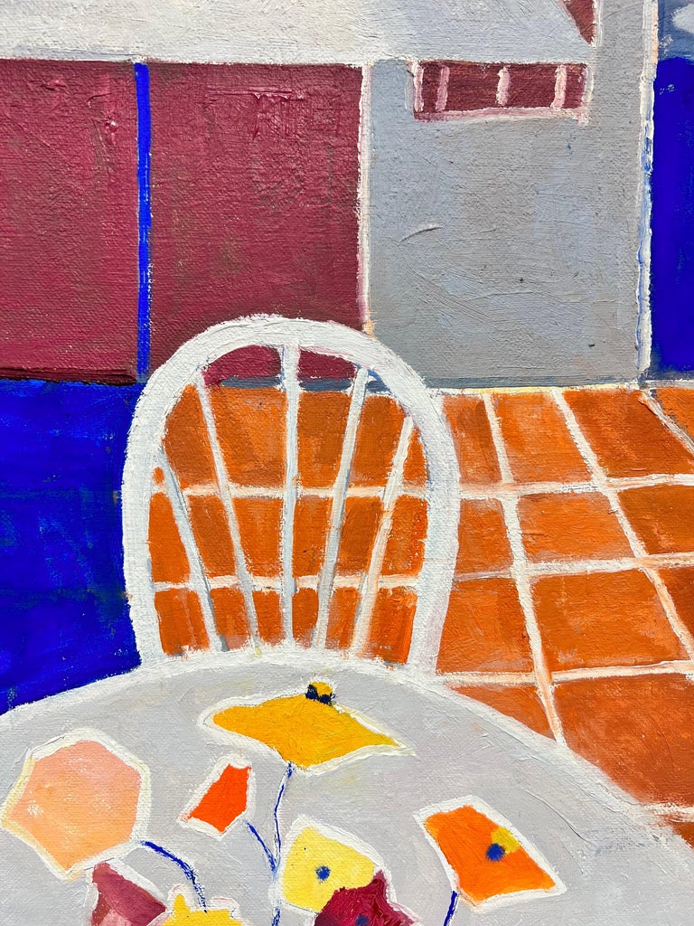 Jill Jackson - Large British 1980's Abstract Oil - Orange and Blue ...