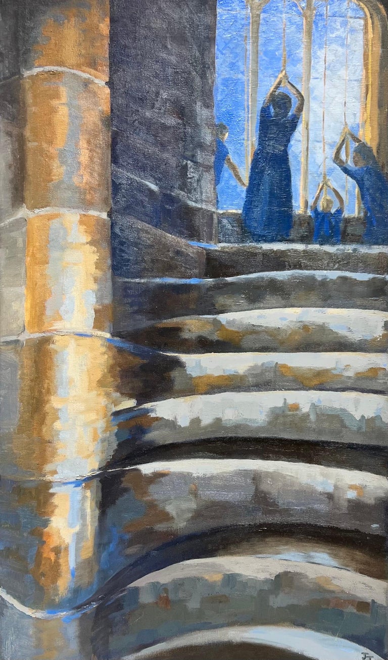Jill Jackson - Modern British Oil Painting Bell Ringers in Church ...