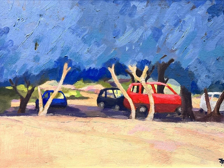 Jill Jackson - Modern British Signed Oil Painting, Cars under the Shade ...