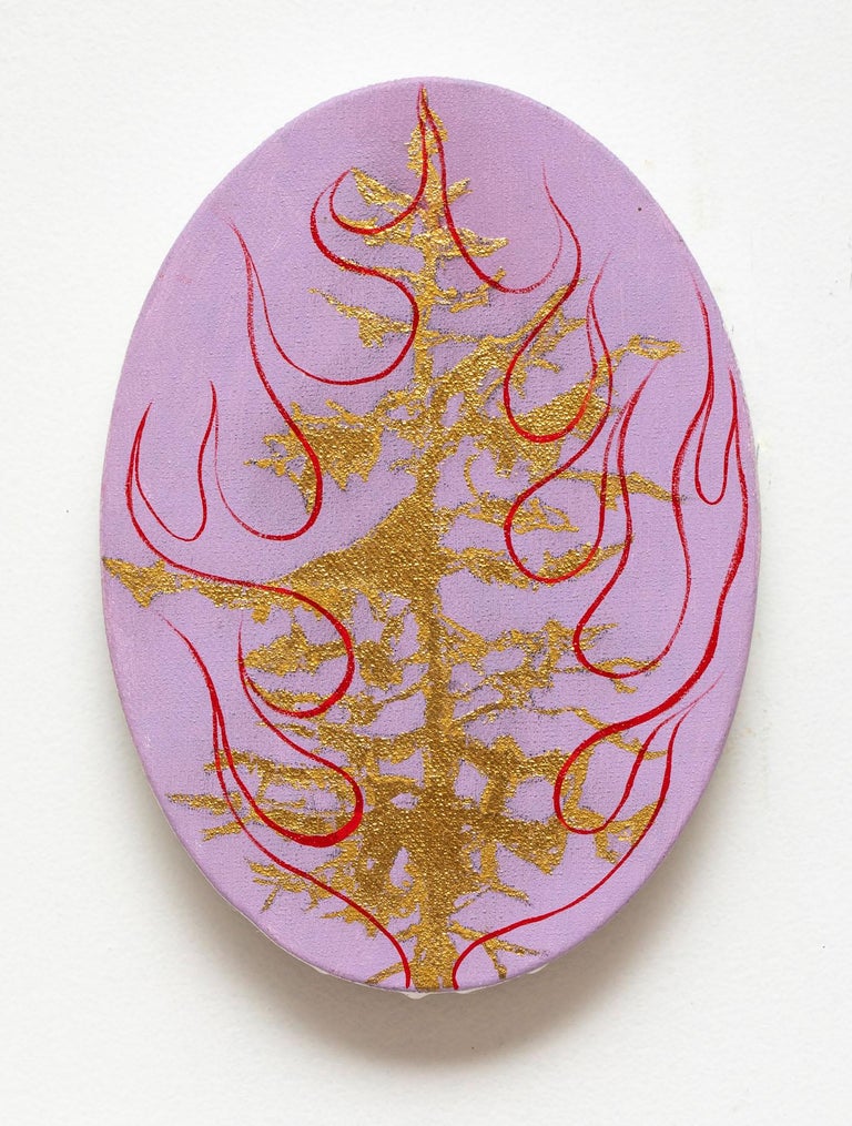 Jim Denney - Fire Tree 5, tree on purple background, oil painting on ...