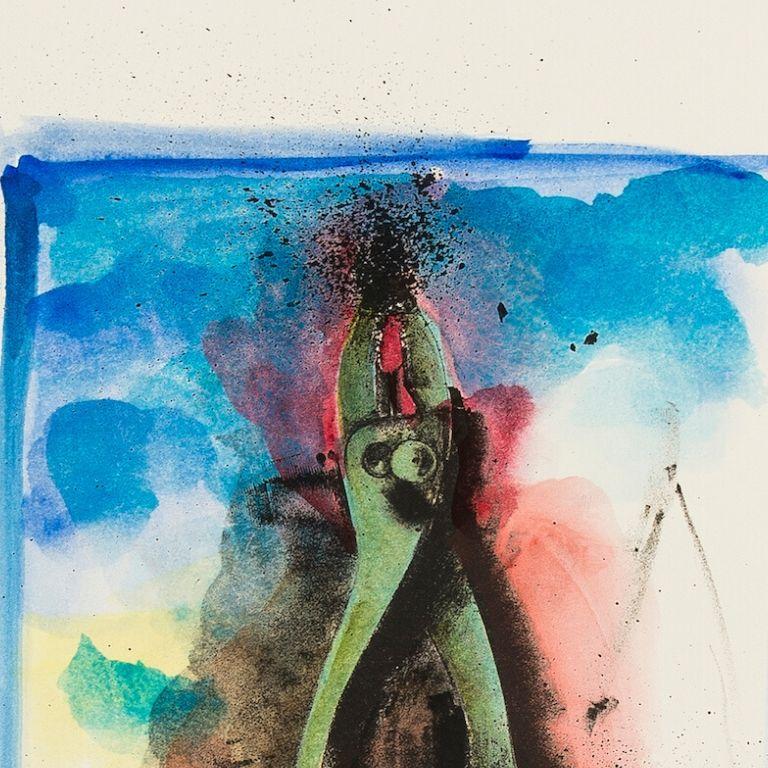Jim Dine - Untitled [Pliers] -- Print, Lithograph, Hand-coloured, Tools ...