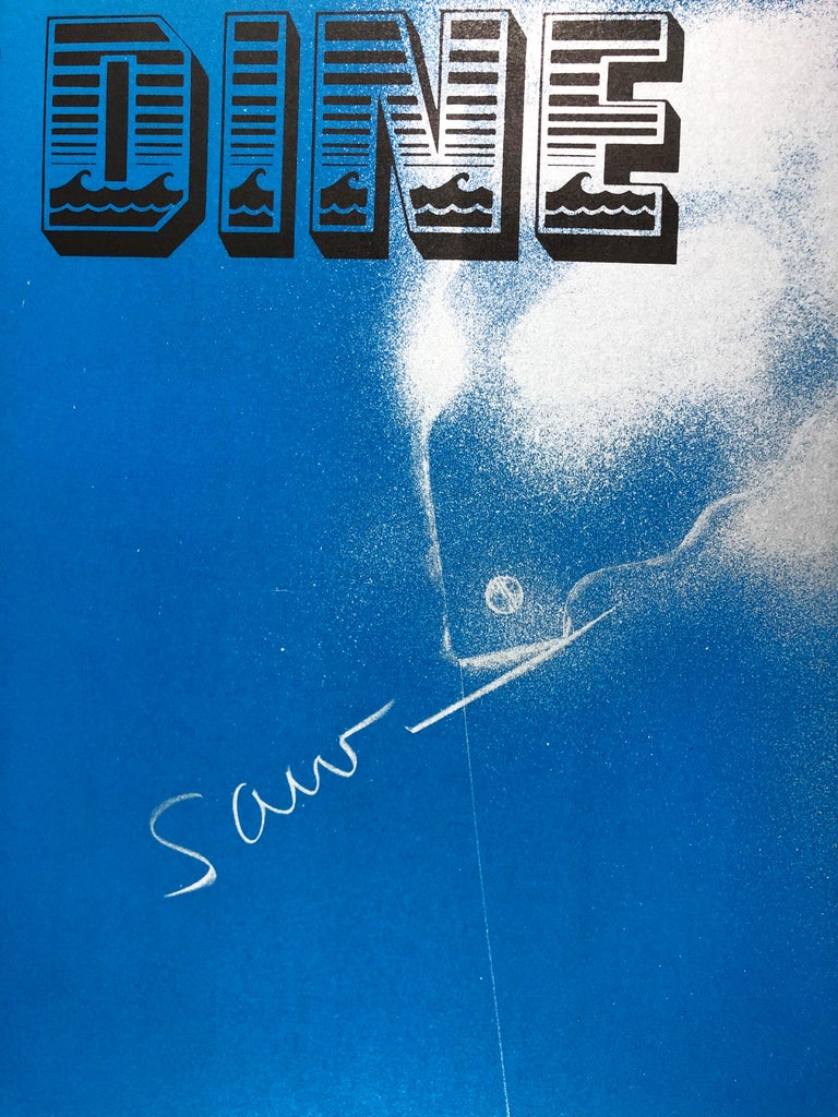 Jim Dine - Vintage Jim Dine tool poster Kunsthalle Bern (Saw) neon blue ...